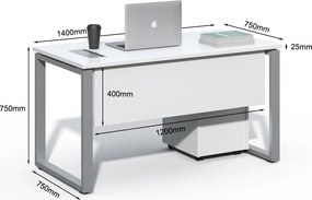 Kancelářský stůl s kontejnerem Houseland Prime Home 02 B 140 cm bílý