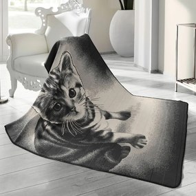 SCANquilt pléd VELUR STYLE kitty černobéžová střední 150 x 200 cm