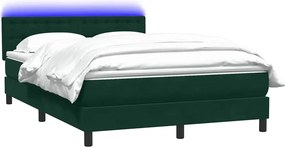 Box spring postel s matrací a LED tmavě zelená 160x220 cm samet 3317322