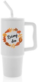 KRÁSNÝ DEN (PODZIM) - bílý cestovní termohrnek 900 ml