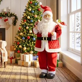 HOMCOM Zpívající Santa Claus, 120 cm, životní velikost, animovaný, s rotující hlavou a pohyblivými pažemi
