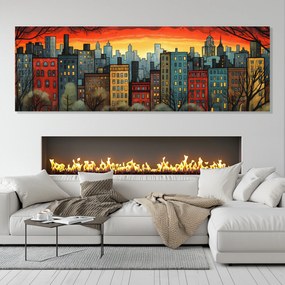 Obraz na plátně - Západ slunce nad Brooklynem FeelHappy.cz Velikost obrazu: 240 x 80 cm