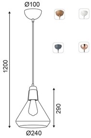 ACA DECOR Závěsné stropní svítidlo CIELOS max. 40W/E27/230V/IP20, šedé
