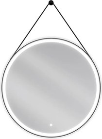 Mexen Reni koupelnové zrcadlo s osvětlením, kulaté 80 cm, LED 6000K, proti zamlžování, černý rám - 9812-080-080-611-70