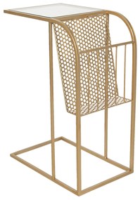 Zlatý příruční stolek se stojanem na noviny Noe - 45*30*65 cm