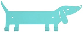 Tyrkysový kovový nástěnný dětský věšák Sausage Dog – Rex London