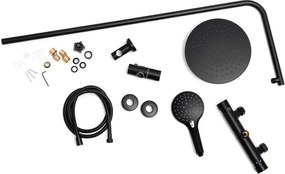 Erga Bergen Therm, sprchová souprava s termostatickou baterií a dešťovou hlavicí 25cm, černá matná, ERG-YKA-BP.BERGEN-THERM-25-BLK