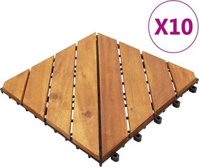 vidaXL Terasové dlaždice 10 ks 30 x 30 cm masivní akáciové dřevo [310120] Barva: Hnědá