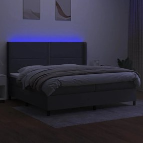 Box spring postel s matrací a LED tmavě šedá 200x200 cm textil 3138262