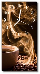 Skleněné hodiny vertikální Hnědý kávovar