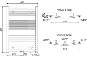 Mexen Ares koupelnový radiátor 900 x 600 mm, 433 W, Černá - W102-0900-600-00-70