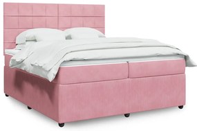 Box spring postel s matrací růžová 200x200 cm samet 3294735
