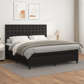 Box spring postel s matrací černá 180x200 cm umělá kůže 3142857