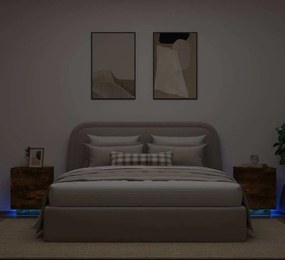 vidaXL Noční stolky s LED osvětlením 2 ks kompozitní dřevo [836740] Barva: kouřový dub