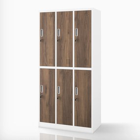 Šatní skříň BHP bílá / ořech, 6dveřová: Eco Design IGOR, 900 x 1850 x 450 mm