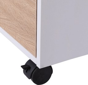 HOMCOM Počítačová skříňka s koly, 3-zásuvková skříňka na dokumenty pro studijní stůl 40x50x57.5 cm Dub a bílá
