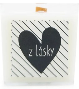 Sójová svíčka s dřevěným knotem Z lásky – s vůní květu bavlny, 20 h hoření, ruční výroba, český výrobek