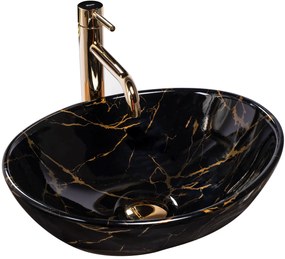 Rea Sofia Marble umyvadlo, 41 x 35 cm, černá-vzor, REA-U5611