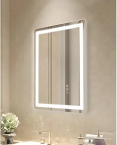 LED koupelnové zrcadlo 3 barvy proti zamlžování nástěnné toaletní zrcadlo 50 × 70 cm