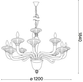 Ideal Lux - Lustr na řetězu BRIGITTA 12xE14/40W/230V pr. 120 cm mosaz