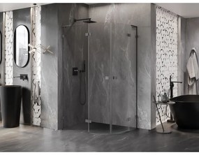 Mexen Lunar, L půlkruhový sprchový kout naklápěcí doleva 100 x 70 cm, 8mm čiré sklo, profil grafit broušený, 833L-100L-070P-66-00