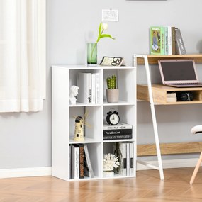 HOMCOM Knihovna Cube s 6 policemi, Organizér pro úložný prostor v rustikálním designu, Moderní dřevěná knihovna pro dětský pokoj, pracovnu, kancelář,…