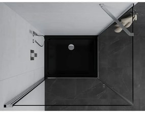 Mexen Pretoria sprchový kout s otočnými dveřmi 90 x 100 cm, průhledné, Chromovaná + vanička do sprchového kouta Flat, Černá - 85