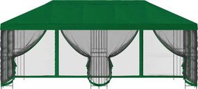 Altán s bočními stěnami 6 x 3 m Zelená Polyester a ocel 190 gsm 3375998