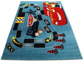 Modrý koberec s autíčkem McQueen Šířka: 200 cm | Délka: 290 cm