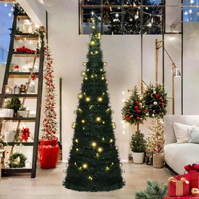 Pop-up umělý vánoční stromek s LED osvětlením zelený 180 cm 321524