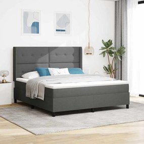 Postel s boxspringem s polštářem Tmavě šedá 200 x 180 cm textil 3341659