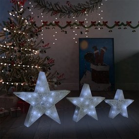 Vánoční LED hvězdy 3 ks bílá síťovina dovnitř i ven,  329774 HangarStore.cz
