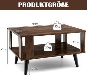 Costway Konferenční stolek do malých prostor 2- patrový dřevěný
