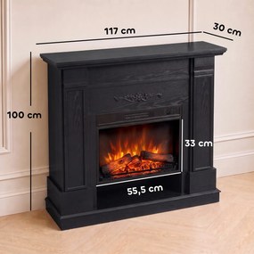 HOMCOM volně stojící/zabudovatelný elektrický krb s rámem a policí pro TV 140 cm, 1800 W, 3D plamenový efekt, časovač, černý