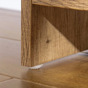 HOMCOM 43" Televizní Stojan v Průmyslovém Designu s 2 Skříňkami, 2 Nikami, 2 Otvory na Kabely, Dřevěným Povrchem a Černými Kovovými Dveřmi
