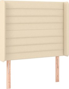 Čelo postele s LED krémové 93 x 16 x 118/128 cm textil 3124175