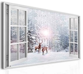 3D obraz okno jeleni Velikost (šířka x výška): 90x60 cm