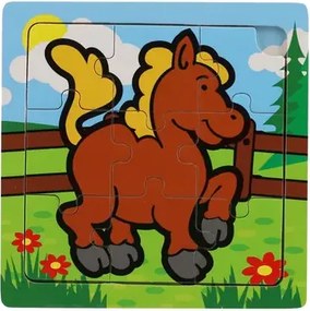 TEDDIES Dřevěné puzzle Moje první zvířátka Koník / 9 dílků