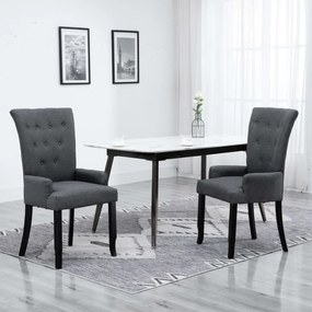 Jídelní židle s područkami 2 ks tmavě šedé textil - Default Title