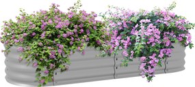 Outsunny Zvednutý Kovový Záhon, Roste Box, Záhon na Zeleninu, DIY Záhon s Otevřeným Dnem, Bylinkový Záhon pro Zahradu, Balkón, Stříbrný 150 x 62 x 30