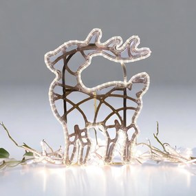 Easy Fix 2D LED svítící jelínek, závěsný, 47 × 64 × 2 cm, ledově bílá, 3D tisk, DZX0093S1