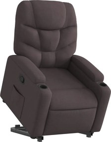 Zvedací polohovací křeslo tmavě hnědé textil 3204601