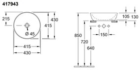 Villeroy & Boch 417943R1 - Umyvadlo na desku ARTIS pr. 43 cm keramika/bílá