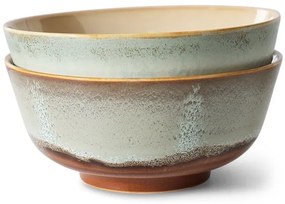 Set 2ks šedá miska s hnědým okrajem 70s Chef - Ø 19*8,5 cm
