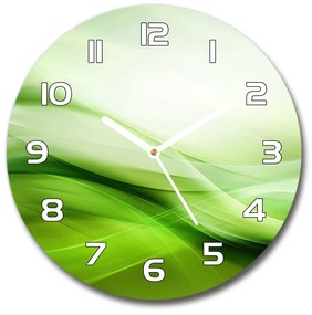 Wallmuralia Skleněné hodiny na stěnu Zelené vlny pozadí fi 30 cm