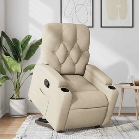 Zvedací polohovací křeslo krémové textil 3204719
