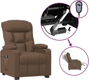 Elektrické polohovací křeslo hnědé textil 3098819