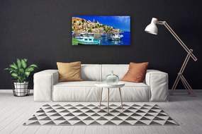 Obraz na plátně Loďky Město Moře Krajina 120x60 cm
