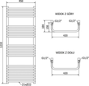Mexen Apollo, elektrické topné těleso 1210x450 mm + topná tyč 600 W, bílá, W117-1210-450-2600-20