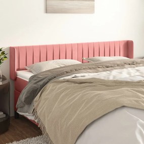 Čelo postele typu ušák růžová 163x16x78/88 cm samet 3119065
